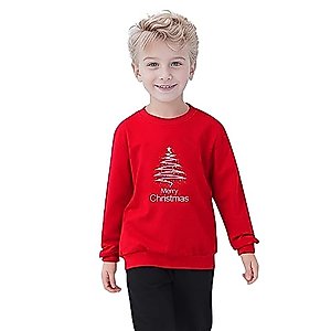 Baby Boys Girls French Terry Crewneck Sweatshirt Half-Zip Hooded Sweatshirt Color Block Pullover Festival Clothes Red
