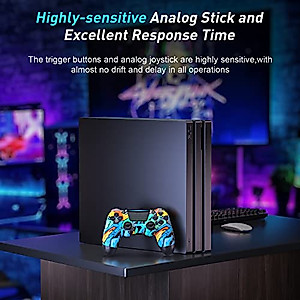 Wireless Controller for PS-4 Compatible with PS-4/Slim/Pro, Built-in 1000mAh Battery with Turbo/Dual Vibration/6-Axis Motion Sensor