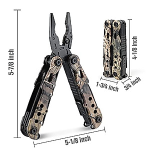 MOSSY OAK Multi-tool - 13 in 1 Multi Function Pliers - Folding Pocket Tool with Sheath, Camo - Portable Pocket Knife for Outdoors, Survival, Camping, Fishing, Hunting, Hiking，Christmas Gift for men