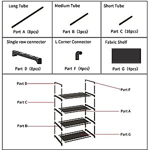Yegazte Upgrade Stackable Small Shoe Rack, 4-Tier Nonwoven Shoe Storage Organizer with Handle for Entryway, Hallway and Closet （Black）