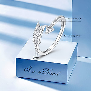 FOREVER QUEEN Arrow Rings 925 Sterling Silver Adjustable Finger Ring for Women