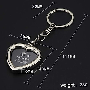 Elechobby Photo Keychain Keyring Picture Frames Commemorative Keychains (Silver Heart), Medium