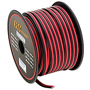 GS Power 16 Gauge Stranded Copper Clad Aluminum 100ft Red / 100ft Black Bonded Zip Cord Wire for 12 Volt Automotive Harness Car Audio Hookup Amplifier LED Light Wiring