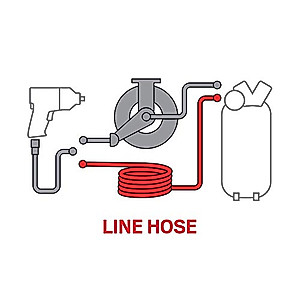 DP Dynamic Power Rubber Air Hose 3/8" x 50' 300 PSI Red/Black Assembly with 1/4" Male Pipe Thread Fittings & Bend Restictors (red)…