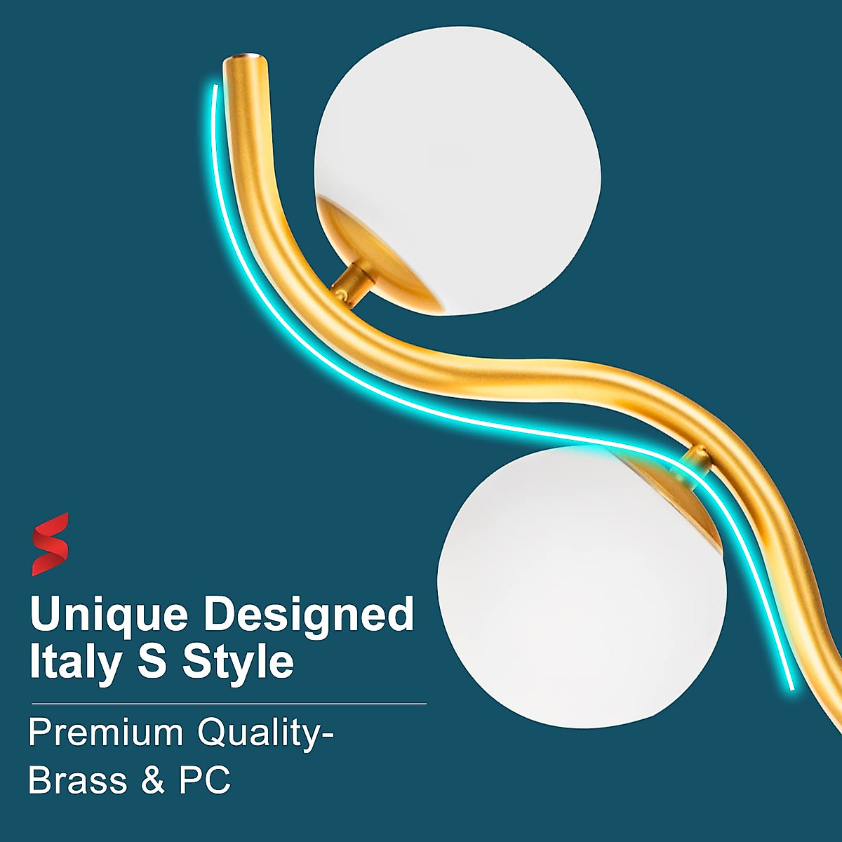 Lightdot 61IN Gold Floor Lamp, Globe Standing Lamp with 2PCS 3000K G9 Bulbs Soft Warm White Eye Care, Mid Century Modern Floor Lamp for Living Room Bedroom Home Decor