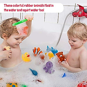 15 PCS Ocean Animals Water Bathtub Toy Set - Squeeze and Play with Floating Sea Creatures - Fun Bath Time Toys for Toddlers and Kids