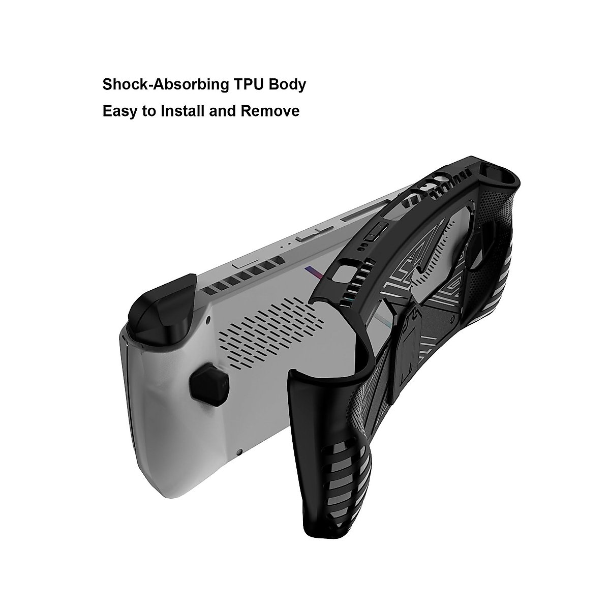 Baigeda Protective Case with Foldable Kickstand for ASUS Rog Ally 2023 Release Full Body Soft TPU Handheld Game Console Drop-Proof Protector Case with Shockproof,Non-Slip,Anti-Collision (Black)