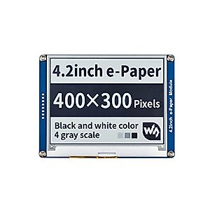 Waveshare 4.2inch E-Ink Display Module Compatible with Raspberry Pi 5/4B/3B/Zero/Zero W/Zero 2W/Pico/Pico W/Pico WH, 400x300 Resolution SPI Interface