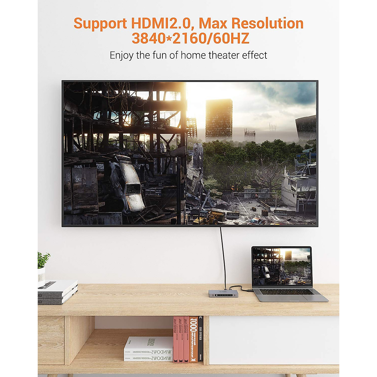 TOTU HDMI Switch 4 Ports (4 x 1) 4K 60Hz HDMI 2.0 Switcher with IR Remote Control Support HDR & HDCP 2.2 Pass-Through & 3D &Full HD 1080P, Compatible for PS3/PS4, Xbox 360/One, HDTV, Blu-Ray Player