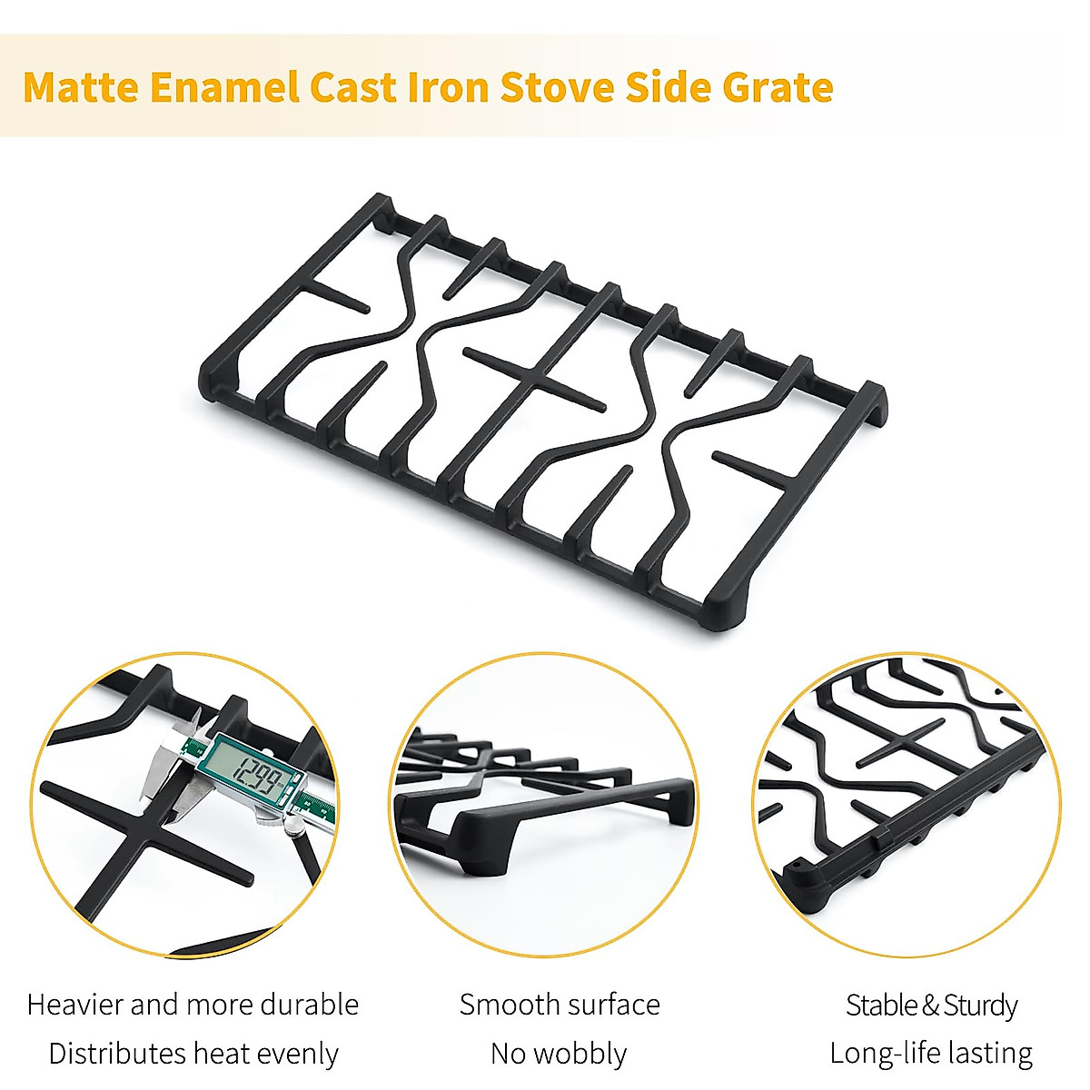 WB31X27151 Stove Grate Replacement Parts for GE Stove Parts WB31X24736 Burner Grate for General Electric Gas Range Parts Stove Surface Burner Side Grate GE Gas Cooktop Cast Iron Rack 1 Pack