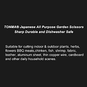 TONMA Herb Scissors (Made in Japan) All Steel Heavy Duty Pruning Shears for Gardening, Japanese Garden Scissors with Ergonomic Handle Good As Plant Cutters, Bonsai Trimmers, Flower Clippers Loppers