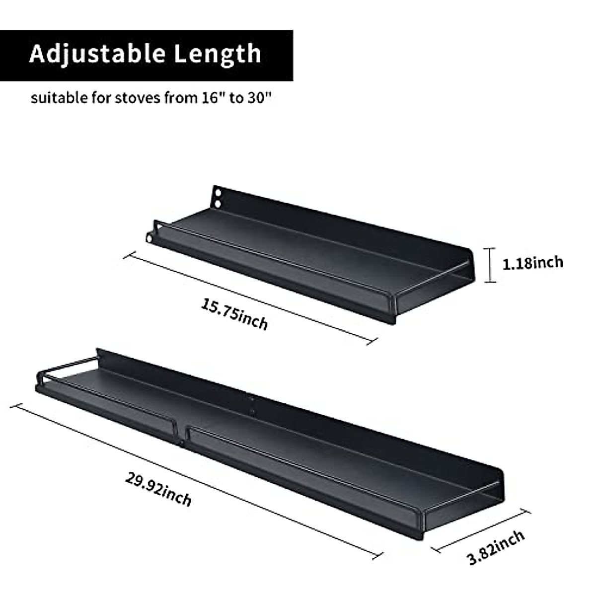 ZXMOTO 2Pack 15" Stove Top Shelf, Total 30'' Stainless Steel Magnetic Spice Rack for Flat Top Stove, Kitchen Organizer Rack over the Stove.