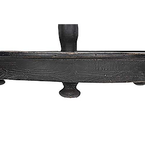 Creative Co-op EC0112 Distressed Wood 2-Tier Tray with Metal Handle, Black