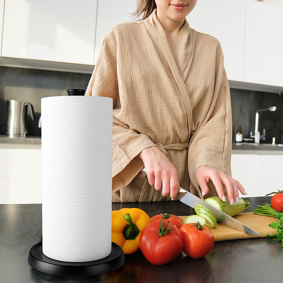 Sunflower Kitchen Paper Towel Holder - Yellow Home Kitchen Decor Accessories - Hegivoc Black Metal Farmhouse Large Towel Stand for Countertops - The Butterfly Lovers