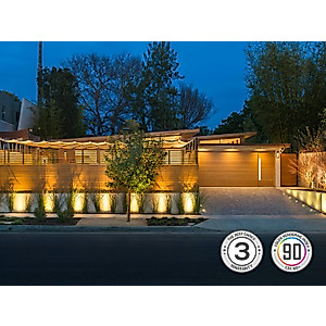 LEONLITE 12-Pack 7W LED Landscape Well Lights, 720LM 12-24V AC/DC Low Voltage, CRI90 IP67 Waterproof Inground Well Lights Outdoor, Black Aluminum Housing, Embedded Parts Included, 3000K Warm White