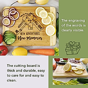 Ringshine Housewarming Gifts, New Homeowner Family Gifts for Mom Dad Sisters Brother Friends Daughter Son Coworker, New Home New Adventures New Memories, Engraved Cutting Board