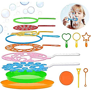 B bangcool Bubble Wands Set - Big Bubbles Wand Funny Bubbles Maker with Tray, Nice for Outdoor Playtime & Birthday Party & Games, Suitable for All Age People