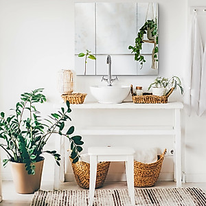 kleankin Bathroom Medicine Cabinet with Mirror, Wall Mounted Bathroom Mirror Cabinet with 3 Doors, Adjustable Shelves and Soft Close Mechanism, White