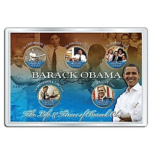BARACK OBAMALife & Times 24K Gold Plated Statehood Hawaii Quarter 5-Coin Set