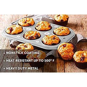 DecorRack 2 Pack Non-Stick Muffin Pans, 6-Cup, Bakeware for Baking Cupcakes (Pack of 2)