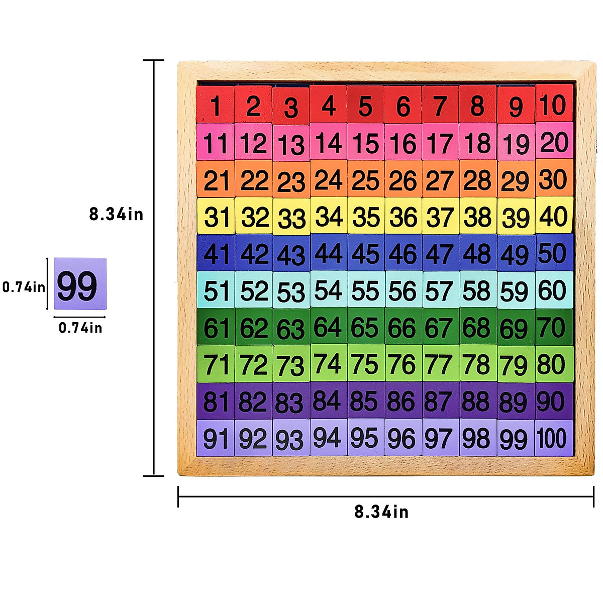 Wooden Hundred Board Toy,100 Digital Board Montessori Math Toy with Storage Bag,Multi-Color Hundred Counting Toys,1-100 Consecutive Numbers Game,Educational&Learning Digital Toy Gift for Kids,Boy,Girl