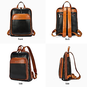 BOSTANTEN Genuine Leather Backpack Purse Casual College Travel Bags for Women and Leather Wallets for Women RFID Blocking Zip Around Credit Cards Holder Phone Clutch Black