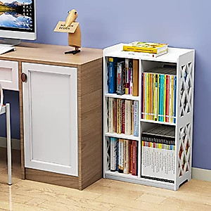 Rerii Bookcase, Small Bookshelf, Kids Book Case Open Shelf with 5 Cube Storage Organizer for Bedroom Living Room Office, White