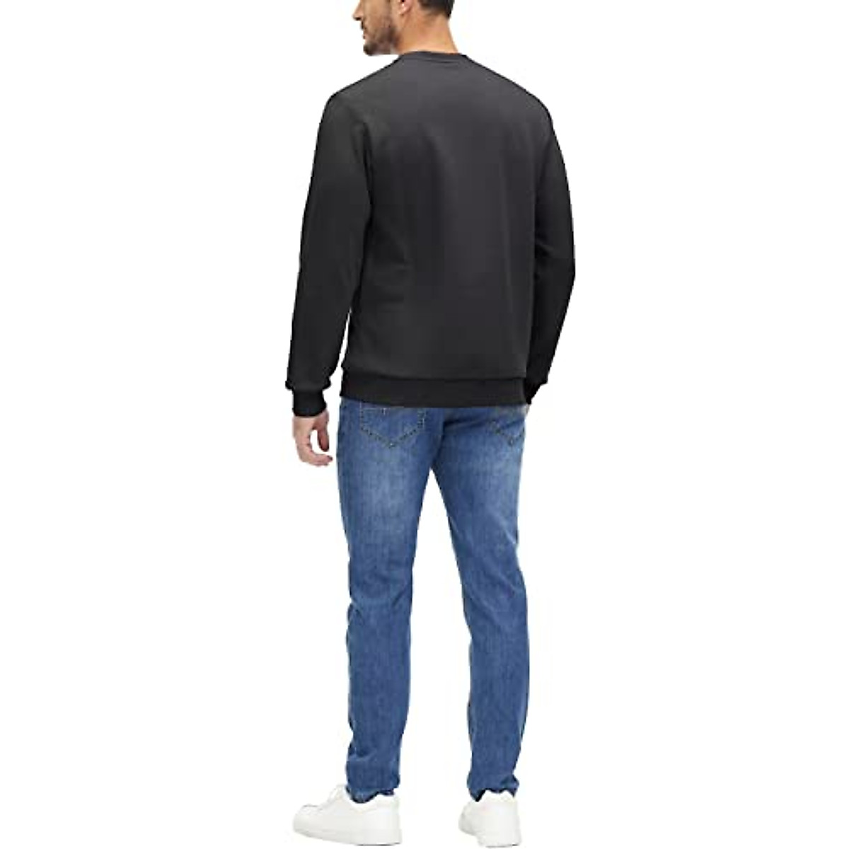 MAGCOMSEN Sudaderas De Hombre Black Sweatshirt Black Sweatshirts For Men Black Crew Neck Sweater Fleece Pullover Men Mens Crewneck Sweat Shirts