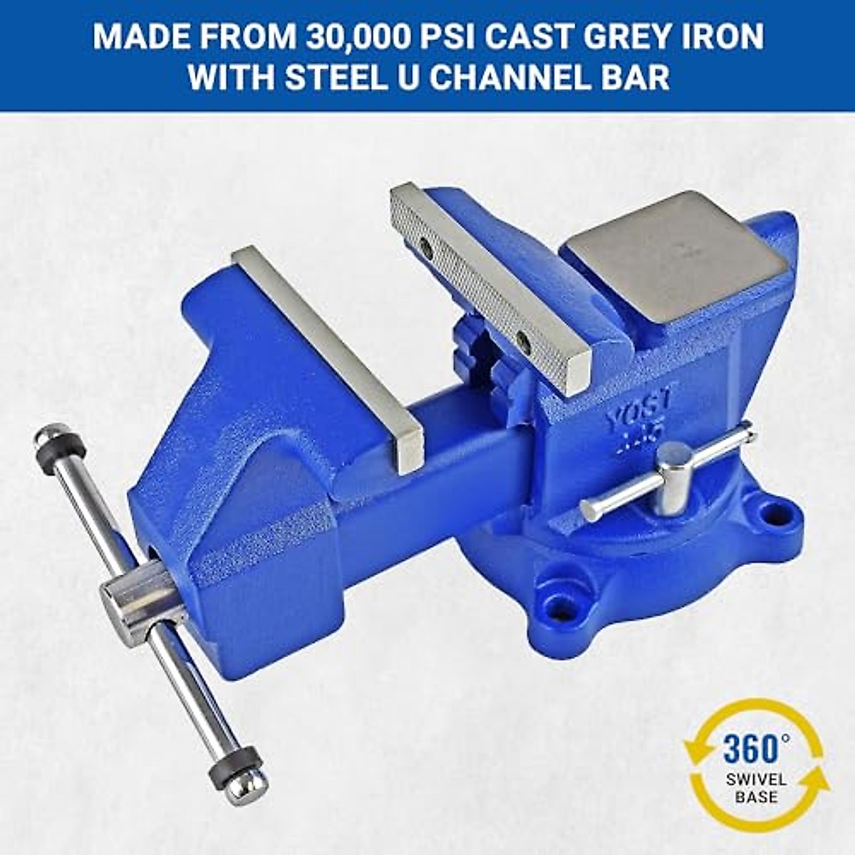 Yost Vises 445 Combination Vise | 4.5 Inch Jaw Width Utility Pipe and Bench Vise |Secure Grip with Swivel Base and Large Pipe Jaw Capacity | Made with Cast Iron and Steel U Channel Bar