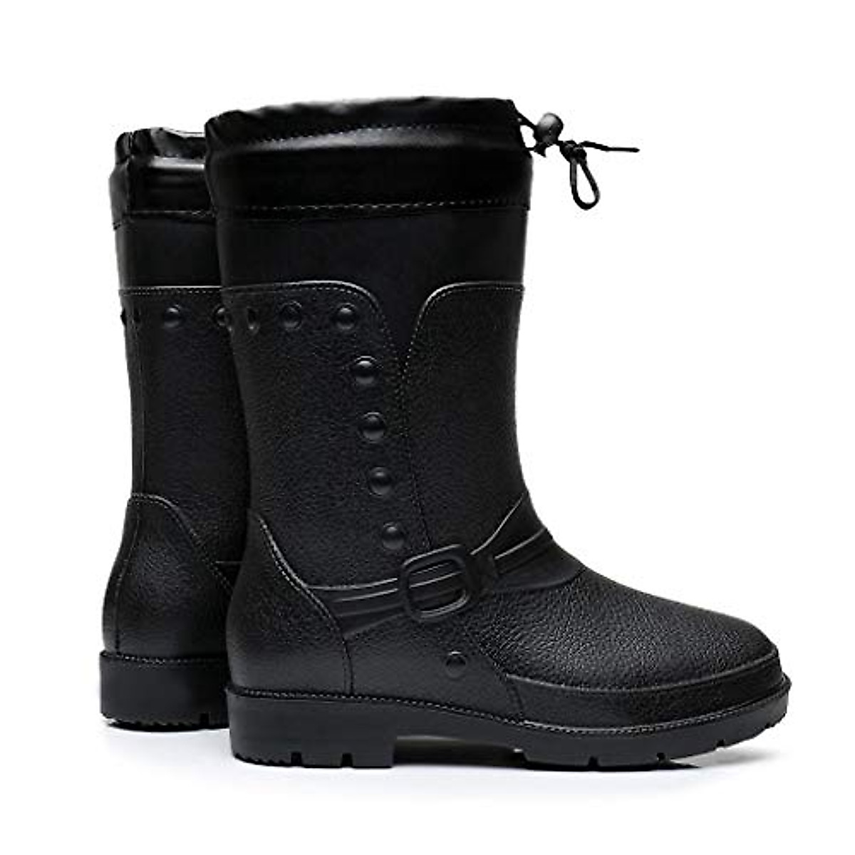 justHIGH Women's Mid Calf Rain Boots Collar Boots Ultra Lightweight Garden Shoes Slip On Non-Slip Rubber Waterproof Boots