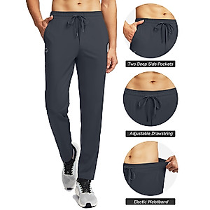 G Gradual Mens Sweatpants Zipper Pockets Tapered Track Athletic Pants for Running, Exercise, Workout (Dark Grey, Medium)