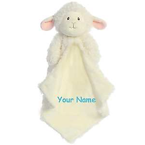 Personalized Aurora Baby Blessings Lamb Luvster Plush Blanket for Baby Boy or Baby Girl - 16 Inches