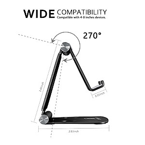 Tobeoneer Mini Phone Stand Adjustable Cell Phone Stand for Desk Compatible with iPhone 15 14 13 12 Mini 11 XR XS X 8 7 6 Plus, Samsung, Huawei. Perfect for Office & Home Desk Decor. (Black)