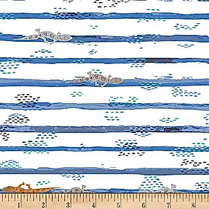 Art Gallery Fabrics Art Gallery Mediterraneo Gecko Trails Stretch Jersey Knit, Blue