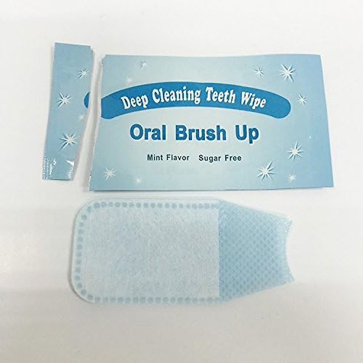 Mint Textured Finger Teeth Wipes Brush Ups Dental Clean Pre/Post Whitening (Pack of 100)