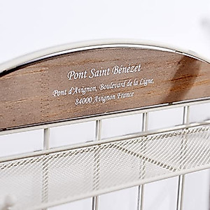 Funly mee 2 Tier Kitchen Countertop Spice Rack, Bathroom Metal and Wood Foldable Shelf Organizer (Rustic White)