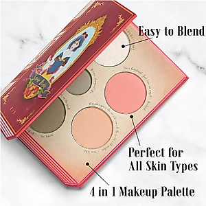 READY TO SHINE Snow Bright Contour Highlight Blush Makeup Palette - Smooth and Pigmented - Easy to Blend - Vegan and Cruelty Free - 5 Part Pressed Powder Makeup Kit - With Mirror For All Skin Types