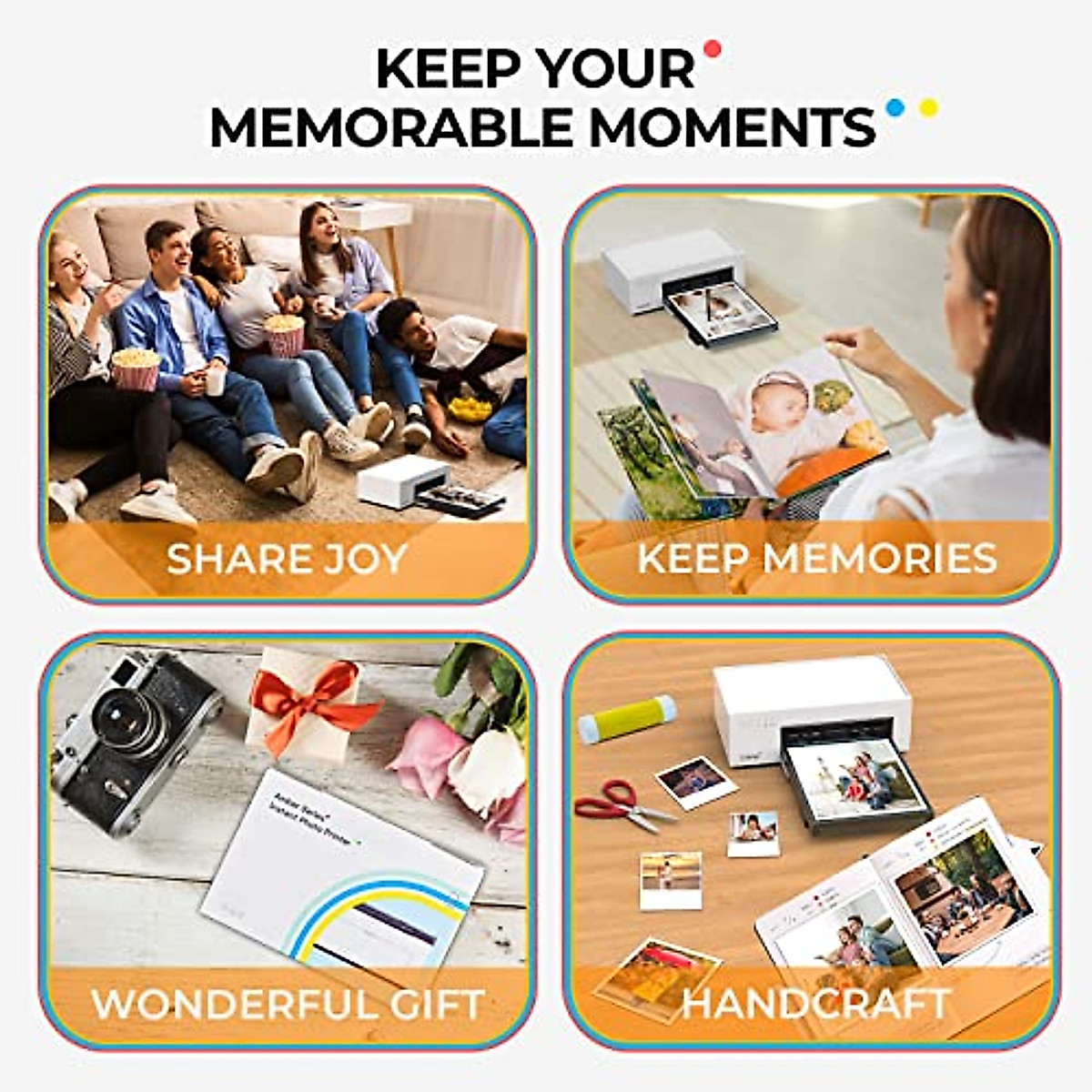 Liene 4x6'' Photo Printer, Photo Printer (100 Sheets), Full-Color Photo, Portable Instant Photo Printer for iPhone, Thermal Dye Sublimation, Wi-Fi Picture Printer w/ 100 Sheets Paper & 3 Cartridges