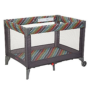 Cosco Funsport Compact Portable Playard, Lightweight, Easy Set up, Foldable Baby Playpen with Carry Bag, Rainbow Dots