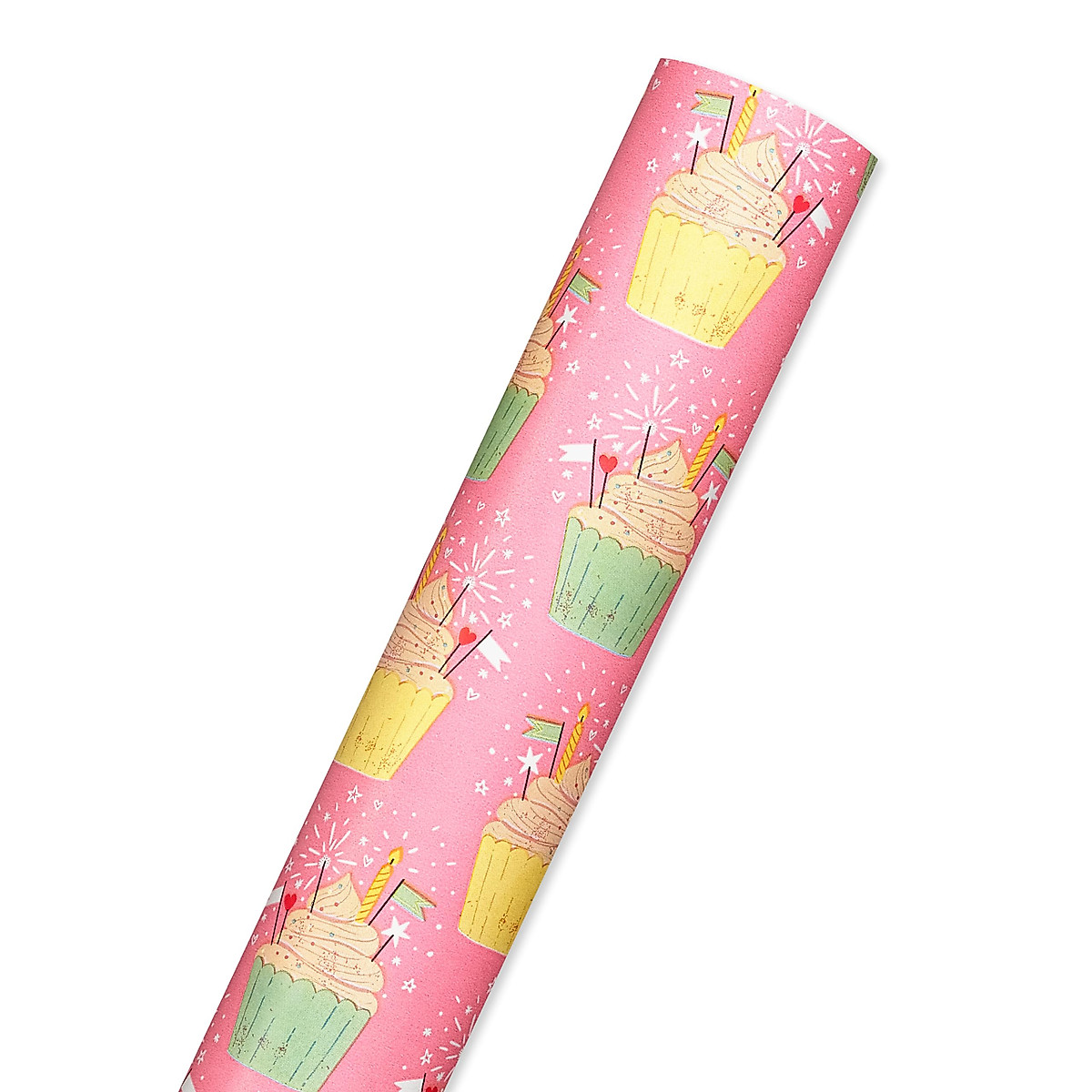 American Greetings 175 sq. ft. Reversible Wrapping Paper for Birthdays and All Occasions, Birthday Cupcakes (1 Roll, 30 in x 70 ft.)