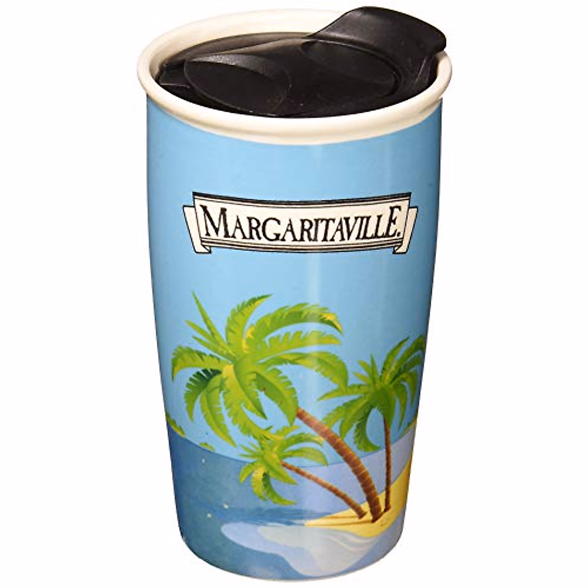 Enesco Margaritaville by Our Name is Mud What's Up Beaches Stoneware Travel Mug, 14 oz, Multicolor