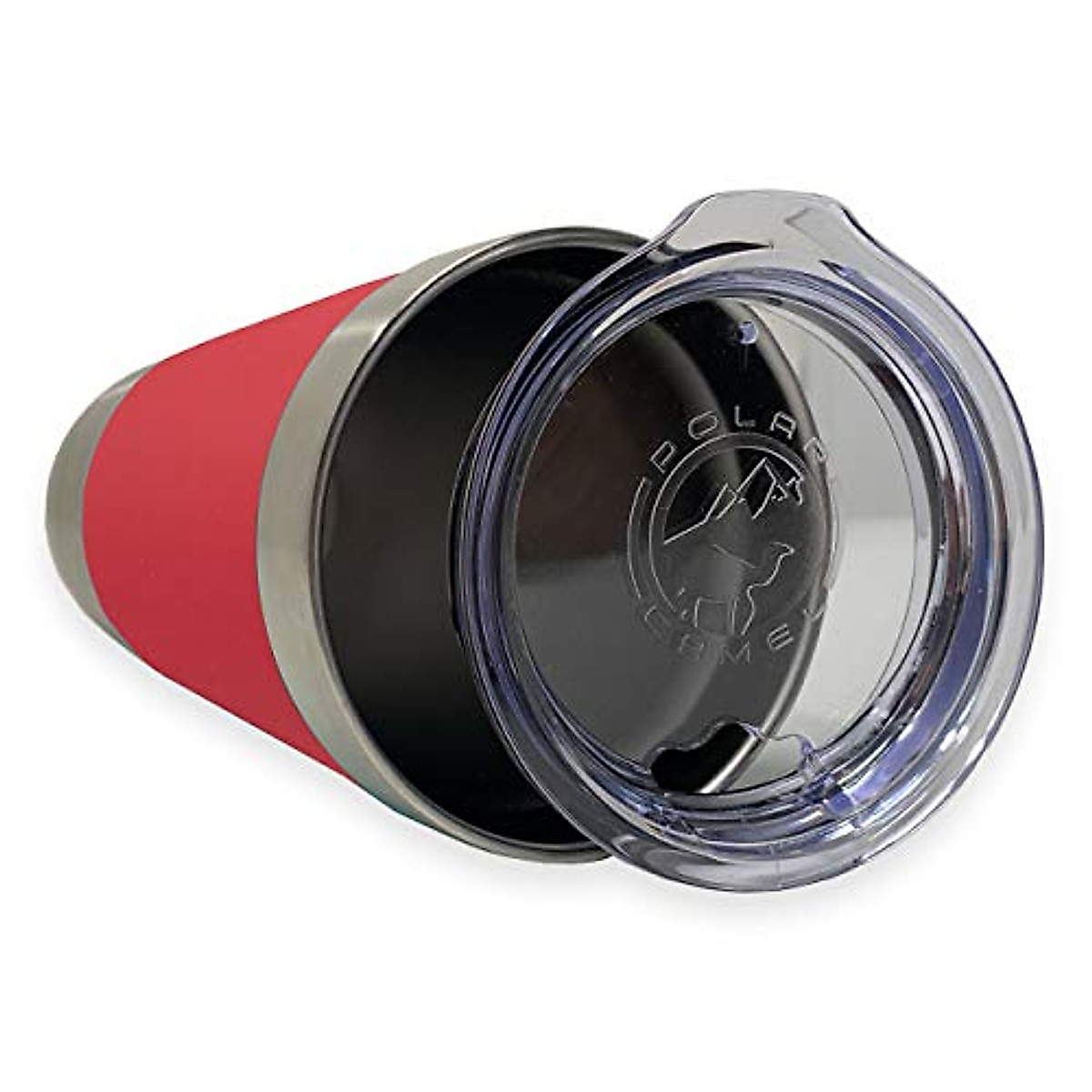 LaserGram 20oz Vacuum Insulated Tumbler Mug, Motorcycle, Personalized Engraving Included (Silicone Grip, Red)