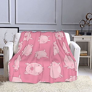 Waldeal Pig Flannel Fleece Throw Blanket 60"x50" Lightweight Couch Sofa Bedroom for Boys Girls Adults All Season