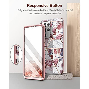 SURITCH Phone Case for Samsung Galaxy S21 Ultra 6.8 inches Slim Fit, Front Cover with Built-in Screen Protector Smooth Back Cover Full Body Protection Shockproof Bumper, Rose Marble