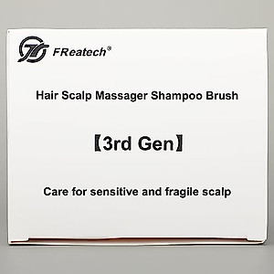 FREATECH Updated Hair Scalp Massager Shampoo Brush with 2 Types of Silicone Bristles, Finely Clean and Scrub Gently, Care for Sensitive & Delicate Scalp, Exfoliate and Stimulate Hair Growth, Black