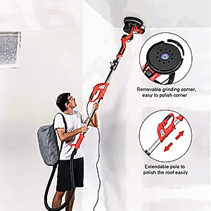 Seeutek Drywall Sander with Vacuum,800W Electric Sander,7 Variable Speed Power Sander,800-1750 RPM Wall Sander with Extendable Handle, LED Light, Long Dust Hose, Storage Bag,12pcs Sanding Paper