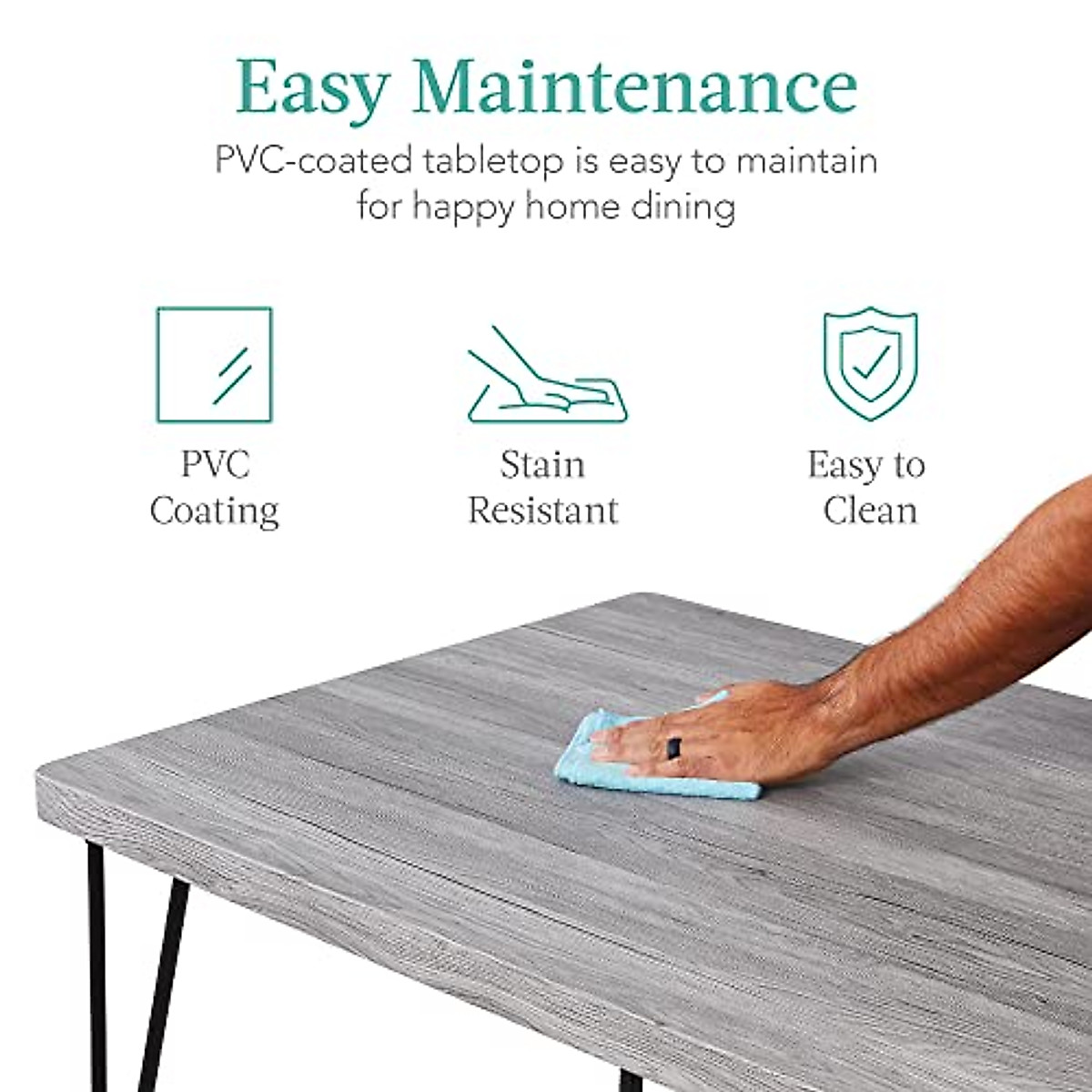 Best Choice Products 5-Piece Metal and Wood Indoor Modern Rectangular Dining Table Furniture Set for Kitchen, Dining Room, Dinette, Breakfast Nook w/ 4 Chairs - Gray