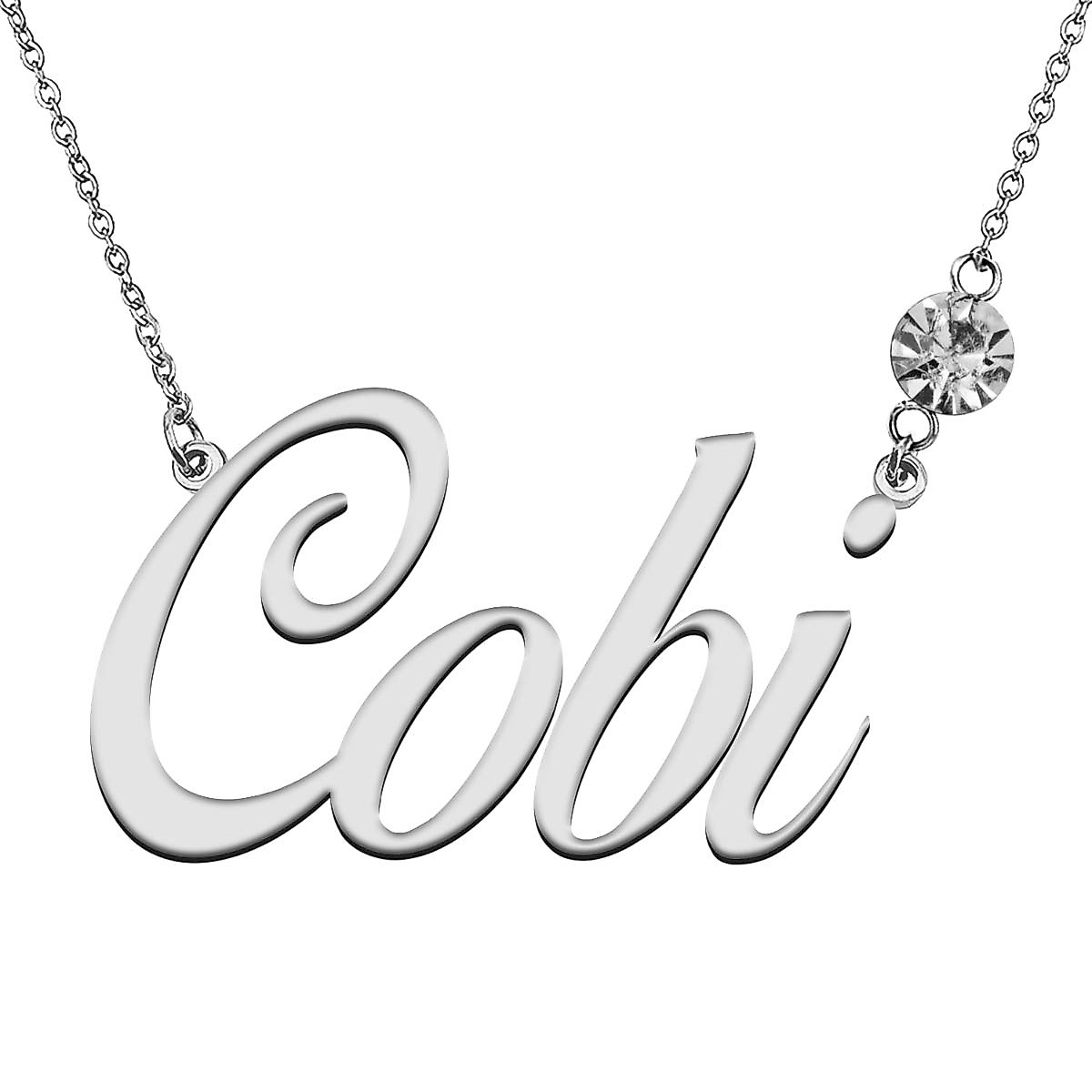 LikeFun Custom Mom Gifts Silver Pendant Birthstone Name Necklace for Her Cobi