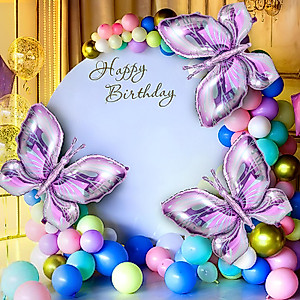 NOVWANG Butterfly Balloons, 10 Pcs 40 Inch Purple Pink Butterfly Foil Mylar Balloons Favors Butterfly Themed Party Wedding Birthday Baby Shower Decorations