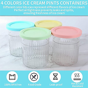 VRINO Creami Deluxe Pints, for Creami Ninja Ice Cream Deluxe,24 OZ Ice Cream Containers for Freezer Bpa-Free,Dishwasher Safe Compatible NC500,NC501 Series Ice Cream Maker